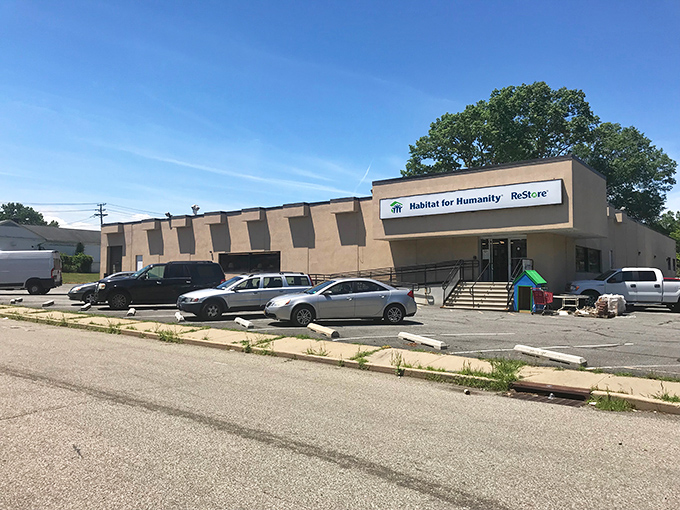 That stone facade hints at the solid furniture deals waiting inside this treasure trove.