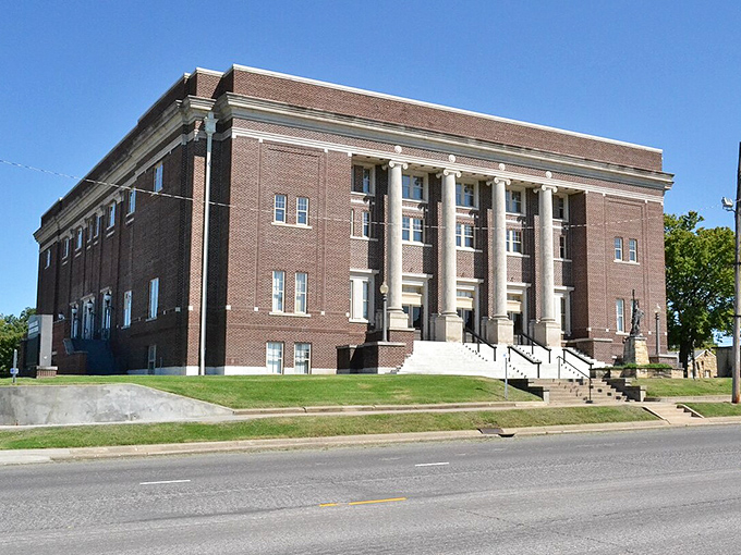 Independence's historic courthouse commands respect with those grand columns that say "important stuff happens here" without being too stuffy about it.