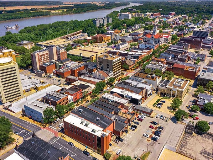 Jefferson City's downtown vista reveals the capital's dual personality: government center by day, charming river town always.
