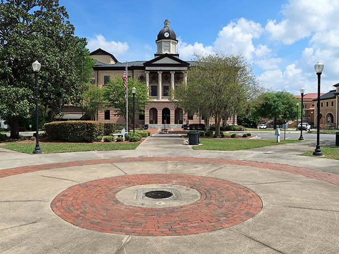 Lake City's historic courthouse stands like a dignified elder statesman, surrounded by brick pathways that have witnessed generations of local gossip.