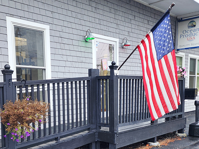 Simple gray building, extraordinary flavors. That American flag isn't the only thing that'll make your heart swell.