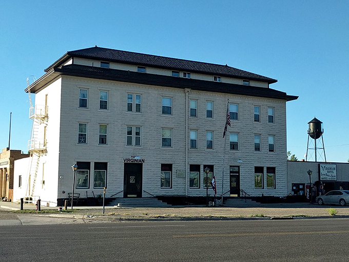 The historic Virginian Hotel stands proudly in Medicine Bow, a landmark from Wyoming's frontier days.