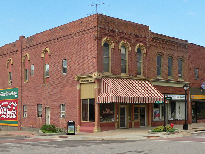 Nebraska's gorgeous red brick buildings stand proud around the square, practically begging for a spot on your holiday card.