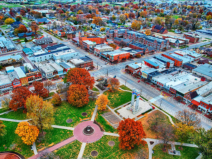 Fall in Pella transforms the town square into a painter's palette of reds and golds—nature showing off without charging admission.