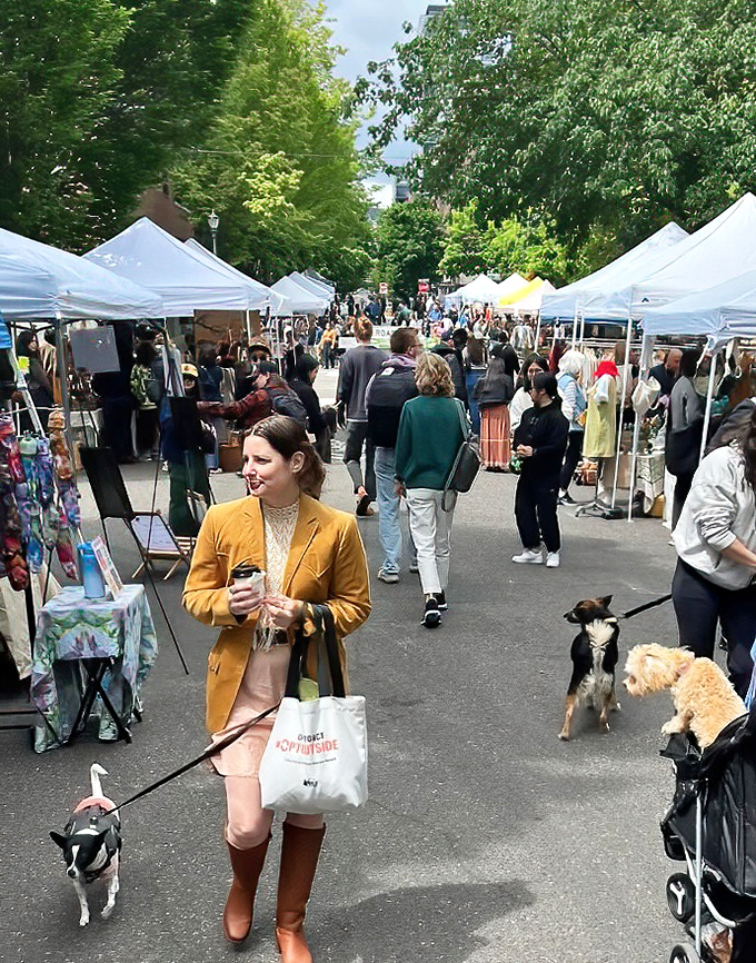 Dogs welcome, coffee recommended, and treasures guaranteed at this outdoor market that feels more like a community gathering.