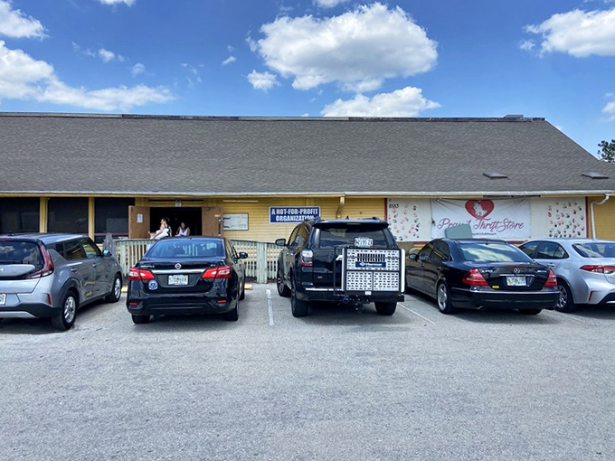 Pray 1 Thrift Store's humble yellow building offers heavenly deals on earthly furnishings for every room.