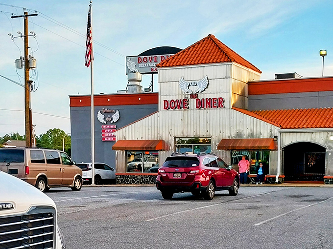 The Dove Diner stands proud with its distinctive orange roof &ndash; a beacon of breakfast hope for hungry travelers on Dupont Highway.