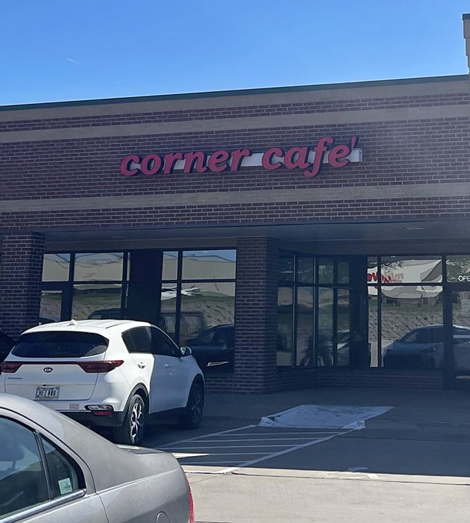 Morning light catches Corner Cafe's sign &ndash; a siren call to breakfast lovers throughout Urbandale seeking their next hash brown fix.