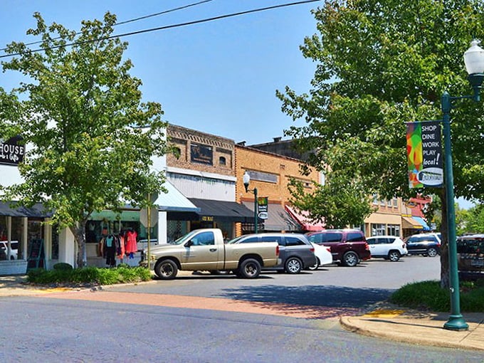 This Arkadelphia street view shows how student towns can mean senior savings without sacrificing charm.