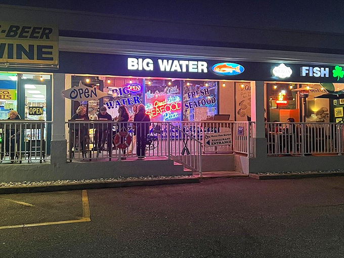 When the sun goes down, Big Water lights up like a seafood carnival where the prize is always a perfect grouper sandwich.