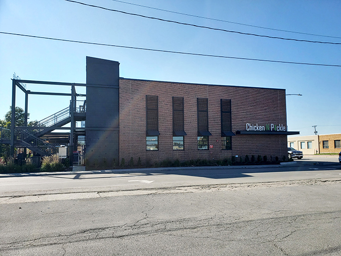 The outdoor area invites you to enjoy crispy chicken before challenging friends to a friendly pickleball match.