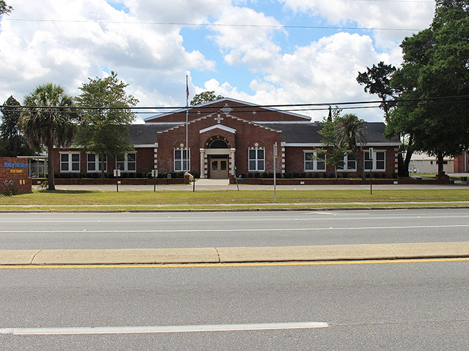 Classic brick architecture housing community spaces where small-town Florida life thrives and memories are made daily.