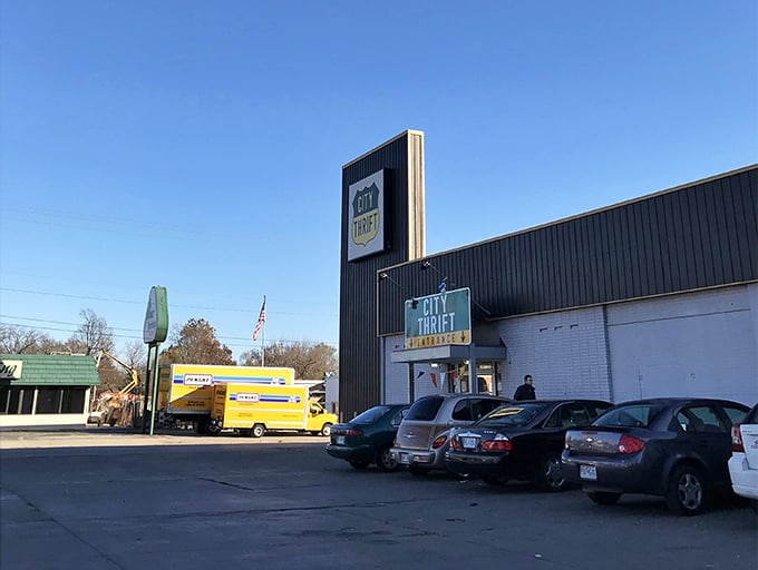 Behind this unassuming facade lies a department store of secondhand delights waiting to be discovered.