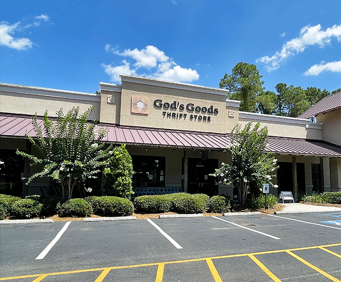 With its welcoming storefront and manicured landscaping, God's Goods elevates thrift shopping from necessity to delightful adventure.