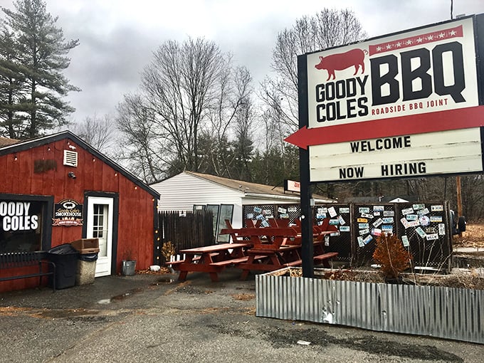 Classic Americana at Goody Coles&mdash;vintage truck included. They've been smoking meat since before it was Instagram-worthy.