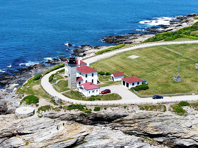 Beavertail Lighthouse stands guard over rocky shores where the ocean puts on its most dramatic and breathtaking performance daily.