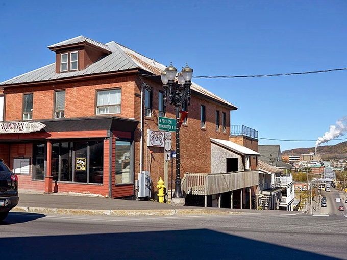 Brick buildings with character line Madawaska's streets, offering affordable spaces for businesses and residents alike in this Franco-American community.