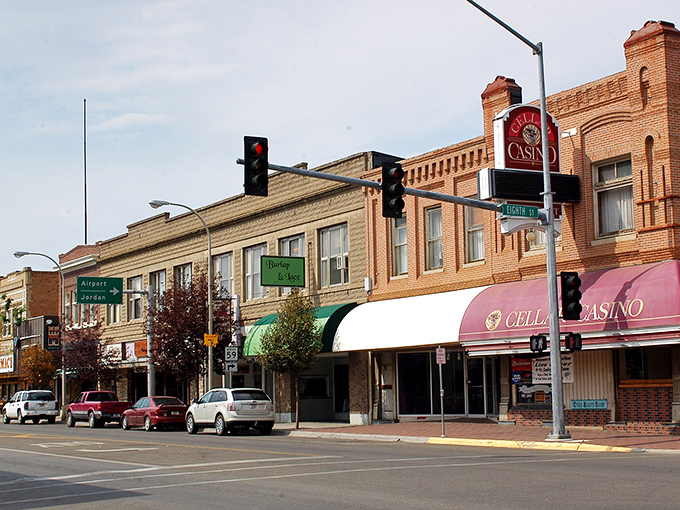Classic Western storefronts line Miles City's streets, offering modern conveniences wrapped in authentic frontier-town charm and character.