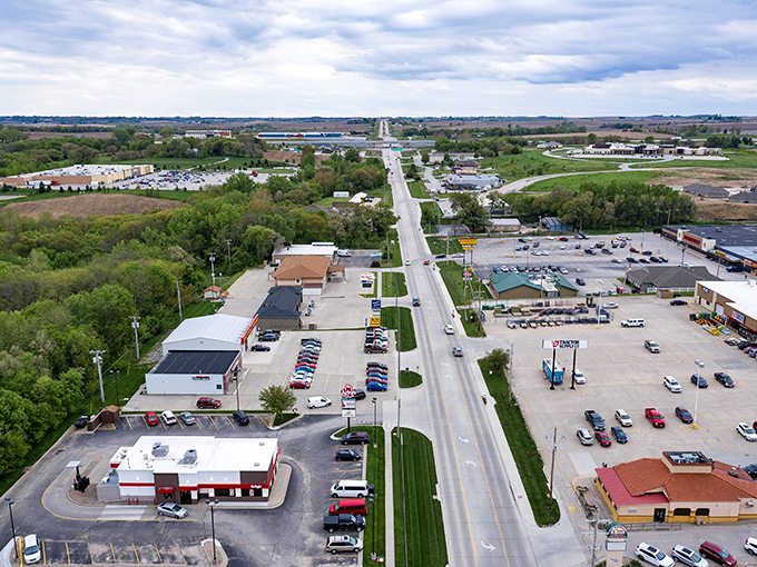 This aerial view of Nebraska shows why small-town Nebraska still has that magical charm big cities just can't replicate.