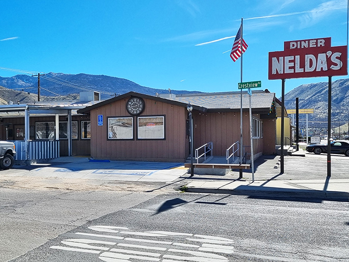 Simple wooden building, bold red sign – sometimes the most unassuming places serve the best comfort food.