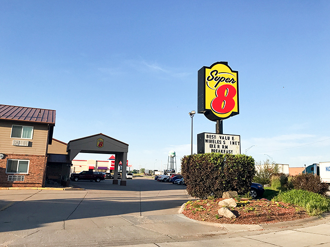 The Super 8 sign might not scream luxury, but Ogallala's affordability means your Social Security check covers more than just the basics.