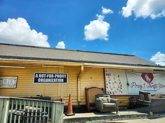 Where pre-loved furniture finds new purpose &ndash; Pray 1's outdoor display hints at the bargains waiting inside.