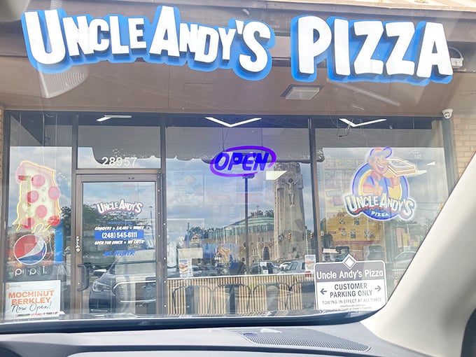 Uncle Andy&rsquo;s Pizza keeps it simple&mdash;bold signage, an open-door welcome, and a neighborhood spot that lets the food do the talking.