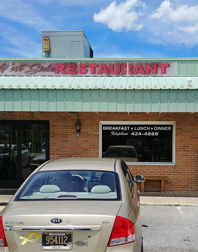 Morning light hits Westside's brick exterior, where breakfast dreams come true without Instagram filters.
