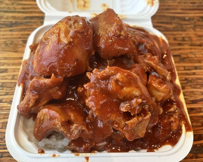 BBQ chicken that doesn't mess around. The sauce-to-meat ratio here is what mathematicians would call "the golden proportion of deliciousness."