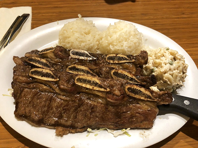 Beef short ribs with rice and mac salad&mdash;the holy trinity of Hawaiian plate lunches. Your diet called; it's taking the day off.