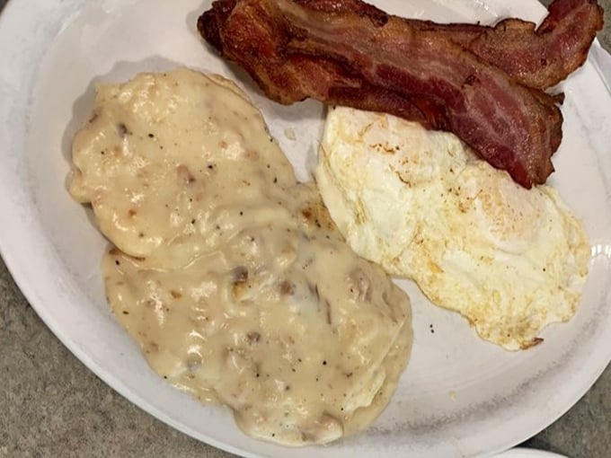 Biscuits and gravy: where Southern comfort meets Montana appetite. The perfect plate for when you plan to skip your next two meals.