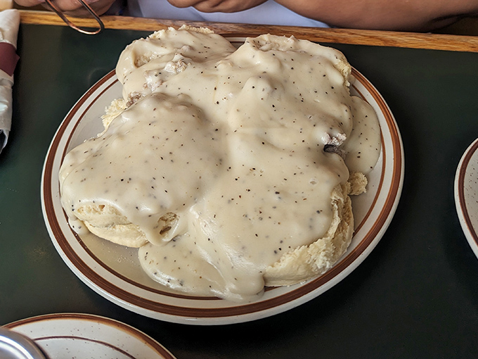 Biscuits and gravy so good they'd make your grandmother both proud and jealous. This plate doesn't just feed your body&mdash;it hugs your soul.