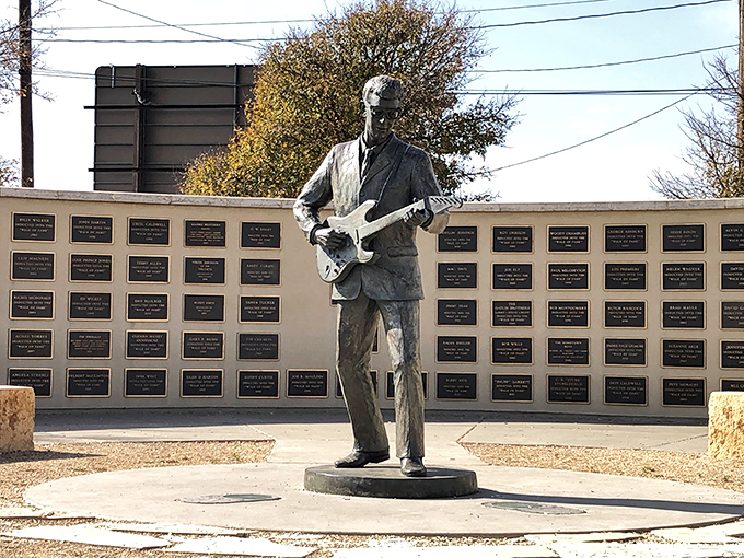 Buddy Holly watches over his hometown, guitar in hand, reminding visitors that Lubbock produces legends in music just as readily as it does in barbecue.