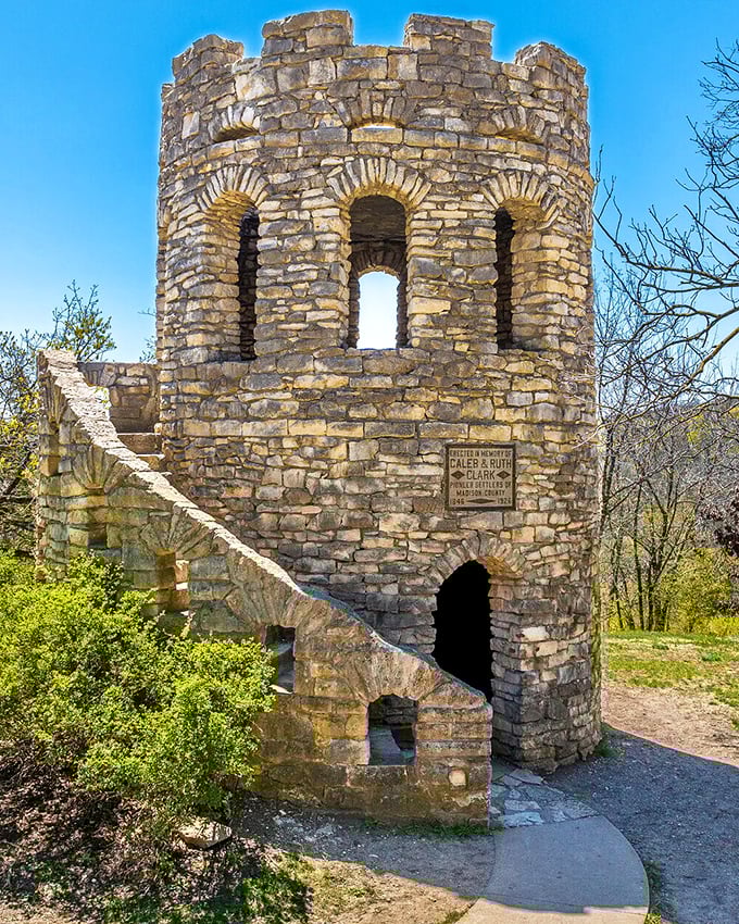 The historic Clark Tower rises majestically, proving that Iowa architecture has serious stories to tell.