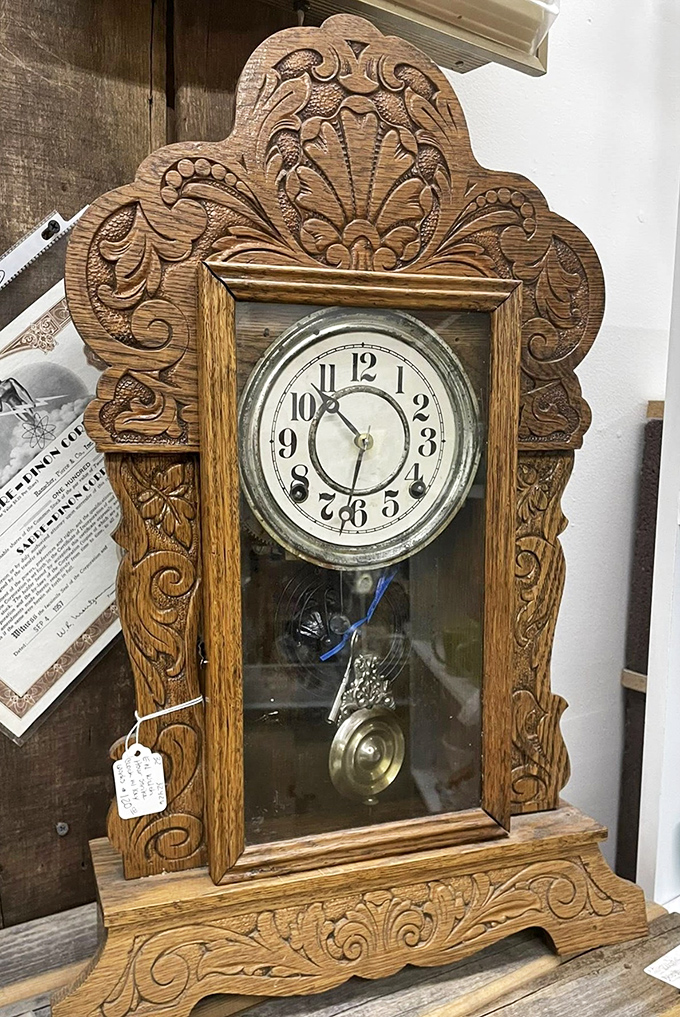 This intricately carved oak clock doesn't just tell time &ndash; it's a masterpiece of craftsmanship from a more patient era.