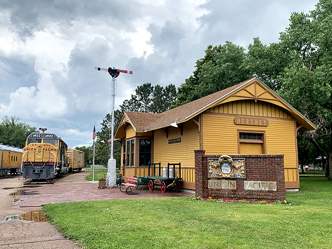This charming yellow depot at Cody Park Railroad Museum captures the romance of rail travel when journeys were adventures, not inconveniences.