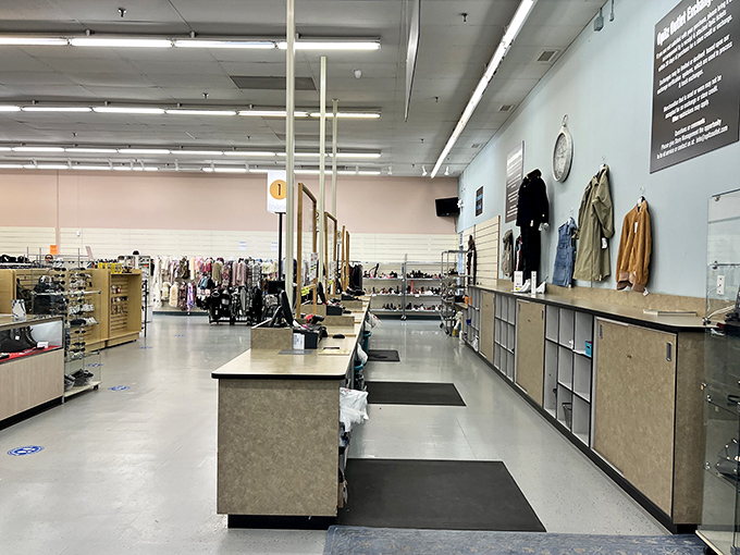 Service counters maintain the store's straightforward aesthetic. No fancy frills needed when the merchandise speaks volumes about quality and value.