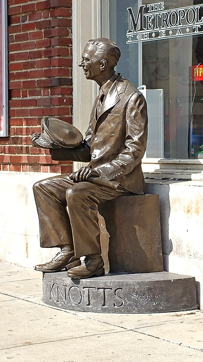 The Don Knotts statue honors Morgantown's favorite son, forever capturing the comedic genius who proved you don't need big-city roots to make America laugh.