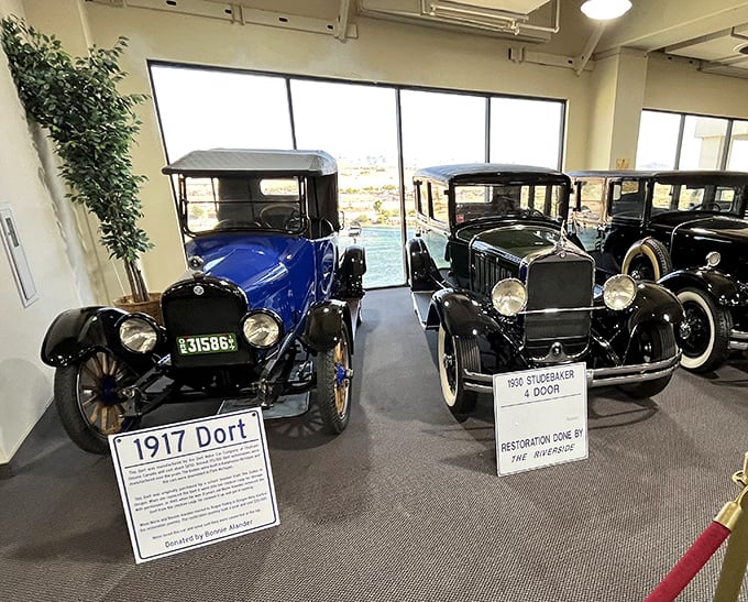 Don Laughlin's Classic Car Museum showcases automotive treasures like this 1917 Dort and 1926 Studebaker, transporting visitors to a chrome-filled past.