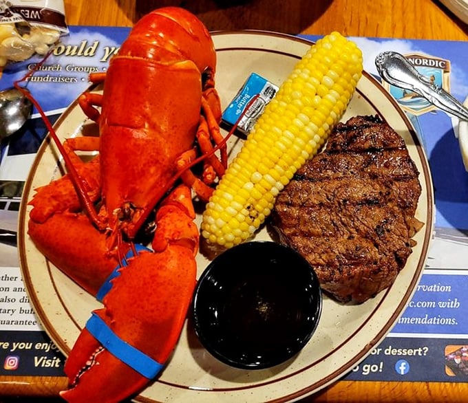 The ultimate surf and turf showdown &ndash; a lobster and steak combo that makes choosing sides feel like diplomatic relations between land and sea.