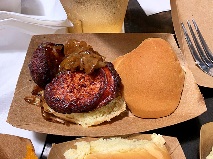 Childhood nostalgia gets a gourmet upgrade. This fried bologna slider proves humble ingredients can reach extraordinary heights with the right touch.