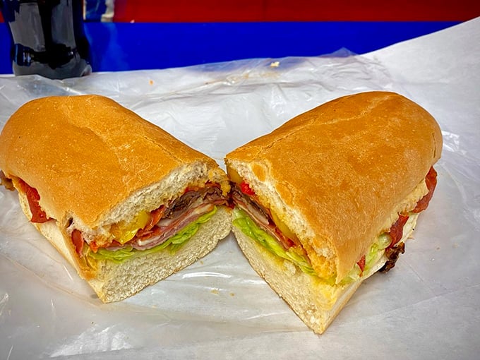 This Italian roast beef sandwich is so generously stuffed, you'll need an engineering degree to figure out the approach.