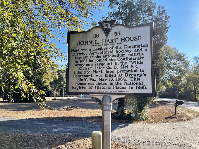 History stands still at the John L. Hart House marker, a poignant reminder that before Darlington was known for fast cars, it was shaped by the lives of everyday heroes.
