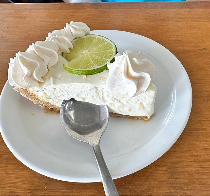 Key lime pie that strikes the perfect balance between tart and sweet. That lime slice isn't just garnish&mdash;it's a promise that no artificial flavors were harmed in the making.