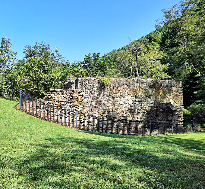 Stone ruins whisper tales of Appalachian ingenuity, standing as a monument to the resourcefulness that mountain living has always demanded.