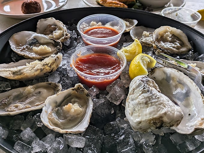 Fresh oysters on ice&mdash;nature's perfect appetizer served with just enough accoutrements to enhance, not mask, their briny brilliance.