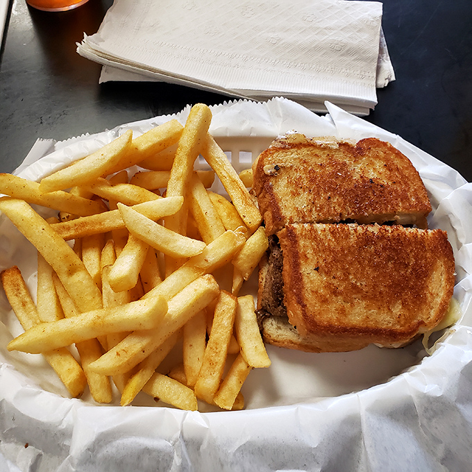 The grilled cheese and fries basket&mdash;proof that sometimes the simplest pleasures are the most satisfying. Crispy, golden, and utterly nostalgic.