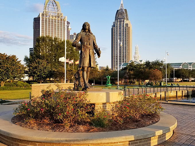 This statue stands proudly against Mobile's skyline, a bronze reminder of the visionaries who shaped this coastal gem into what it is today.
