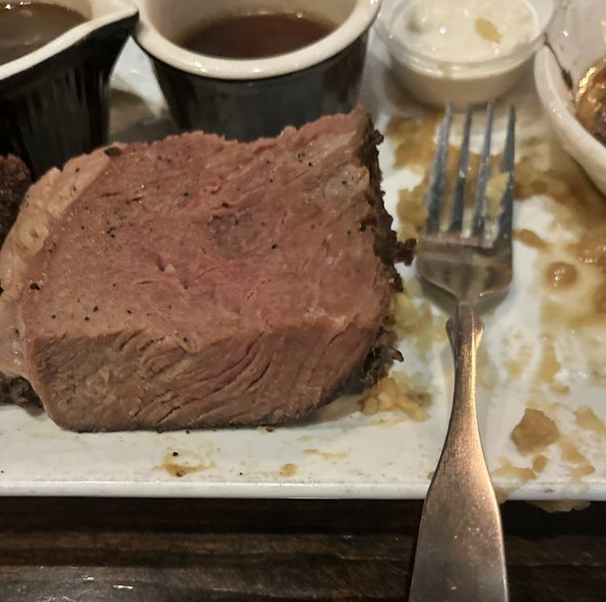 Prime rib that makes you understand why cowboys wrote songs about cattle. This is meat worth remembering, tender enough to cut with a whisper.