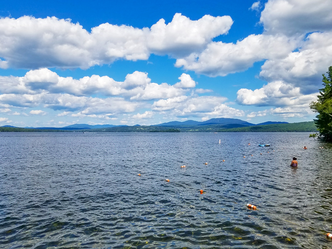 Summer's perfect equation: blue water + mountain views + floating on your back = why Maine locals never feel the need to vacation elsewhere.